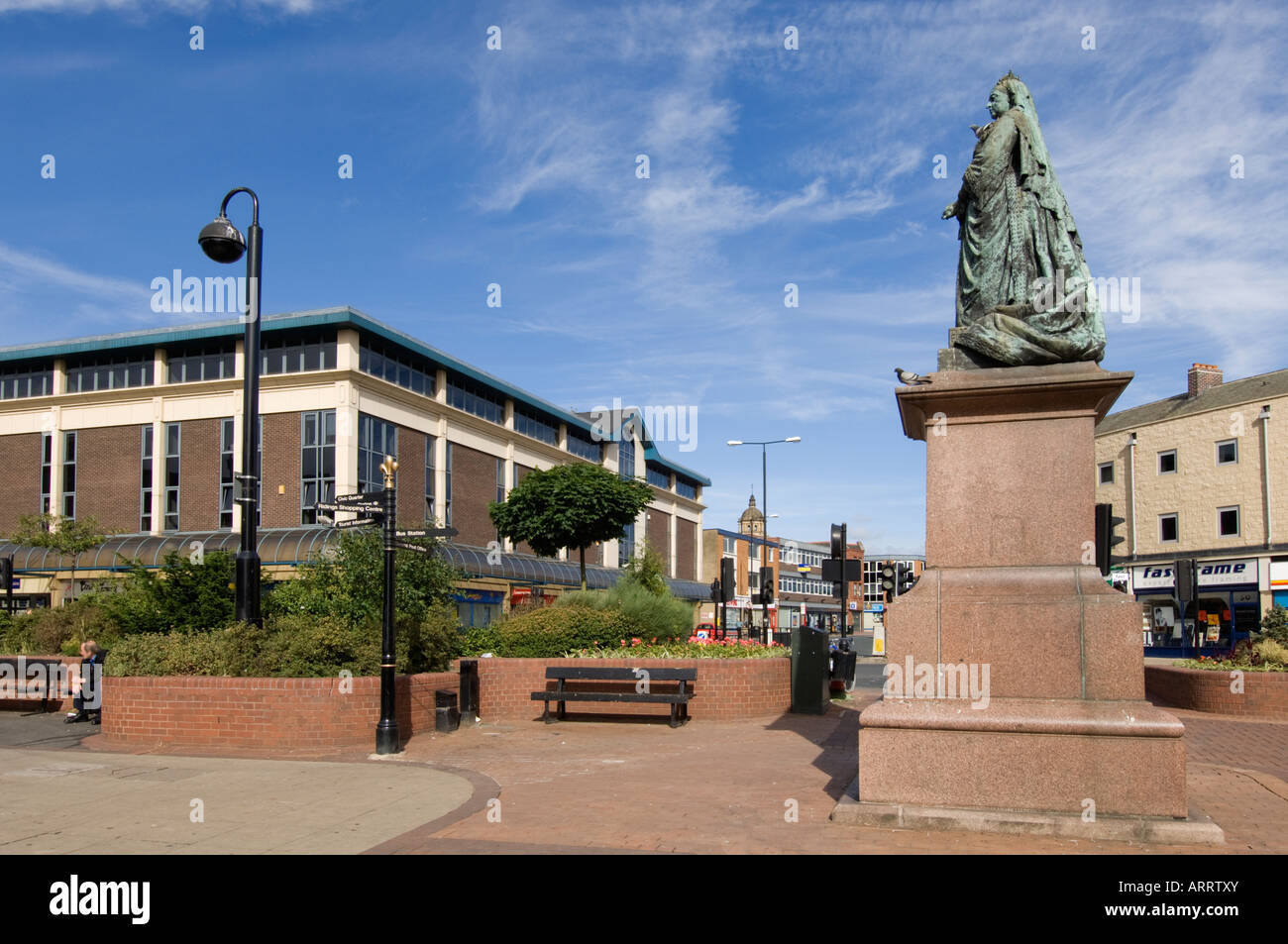 Wakefield Bull Ring Precinct whith Queen Victoria Statue in forground ...