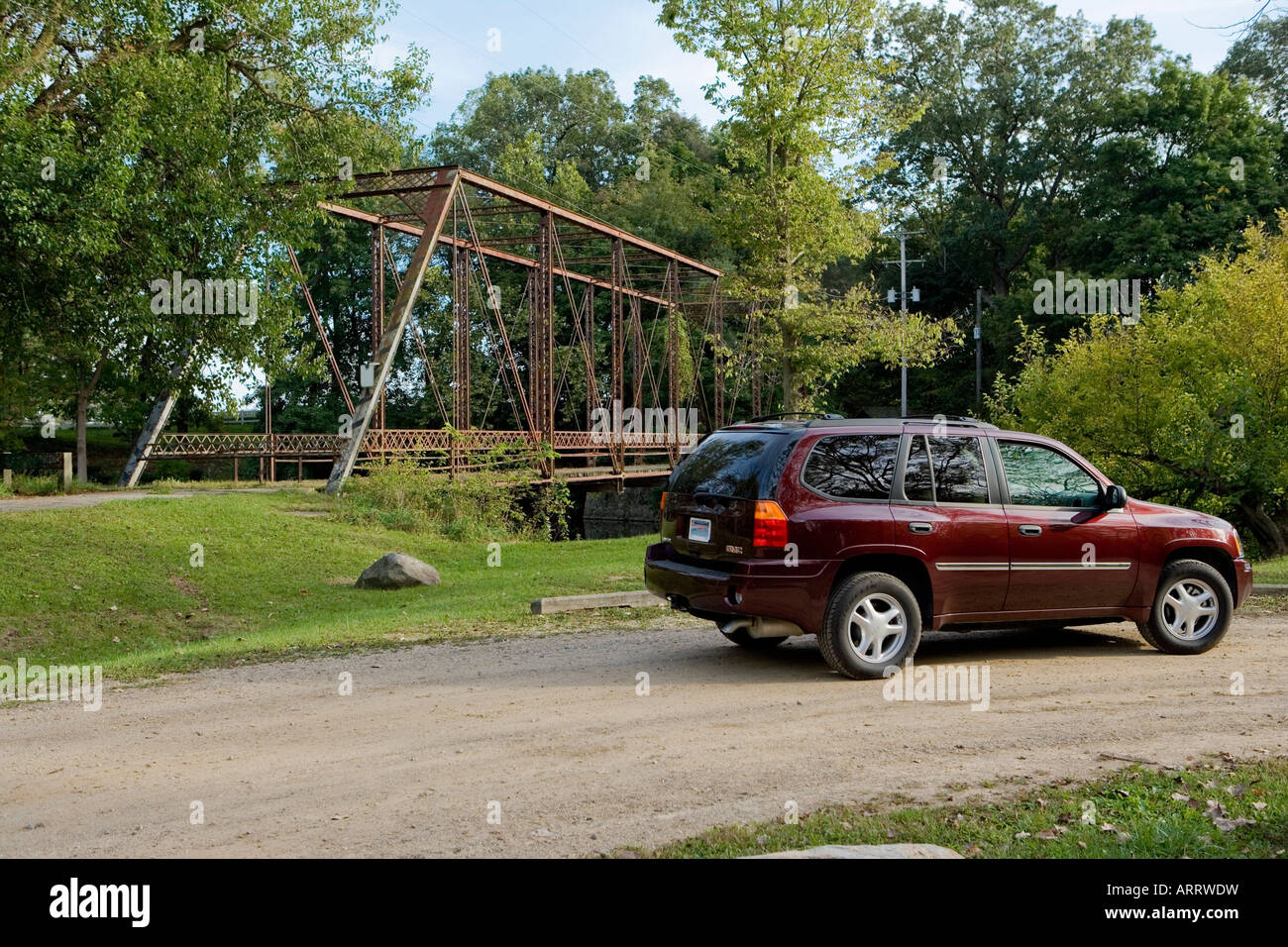 Car passing bridge Stock Photo - Alamy