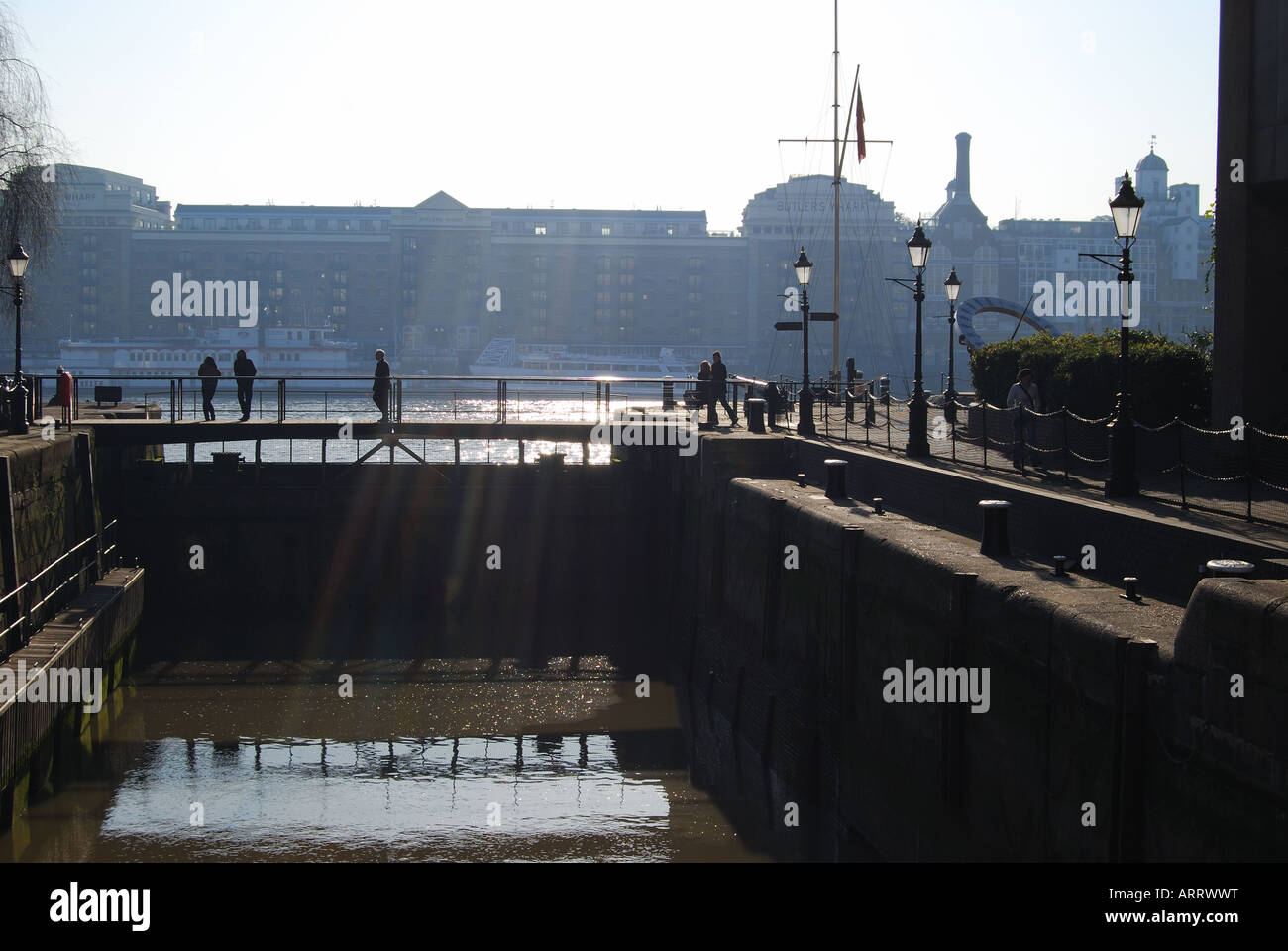 River Thames locks, St Katharine Docks, Tower Hamlets, London, England ...