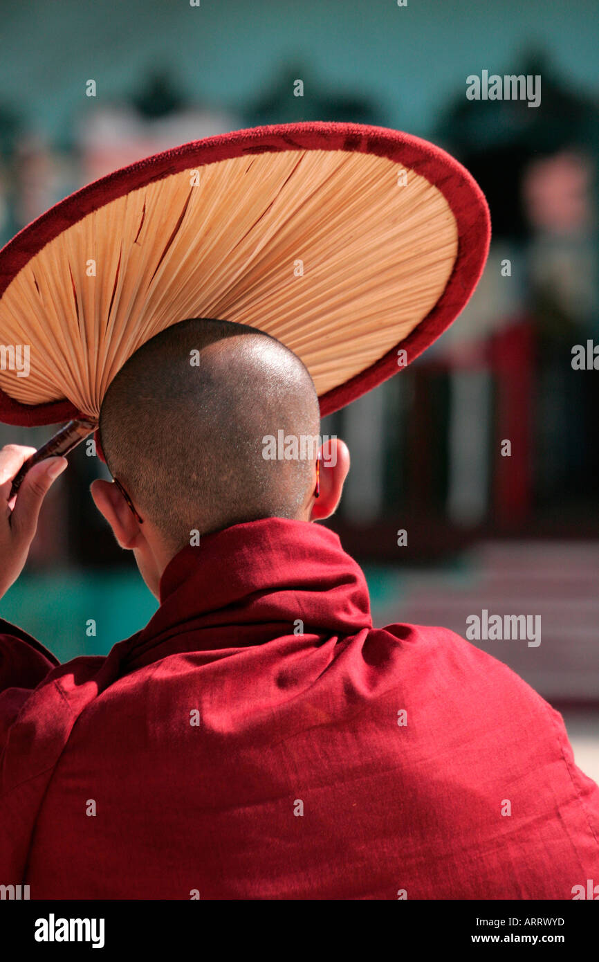 Buddhist monk at Shwemawdaw Pagoda, Bago, (Pegu), Burma, (Myanmar Stock ...