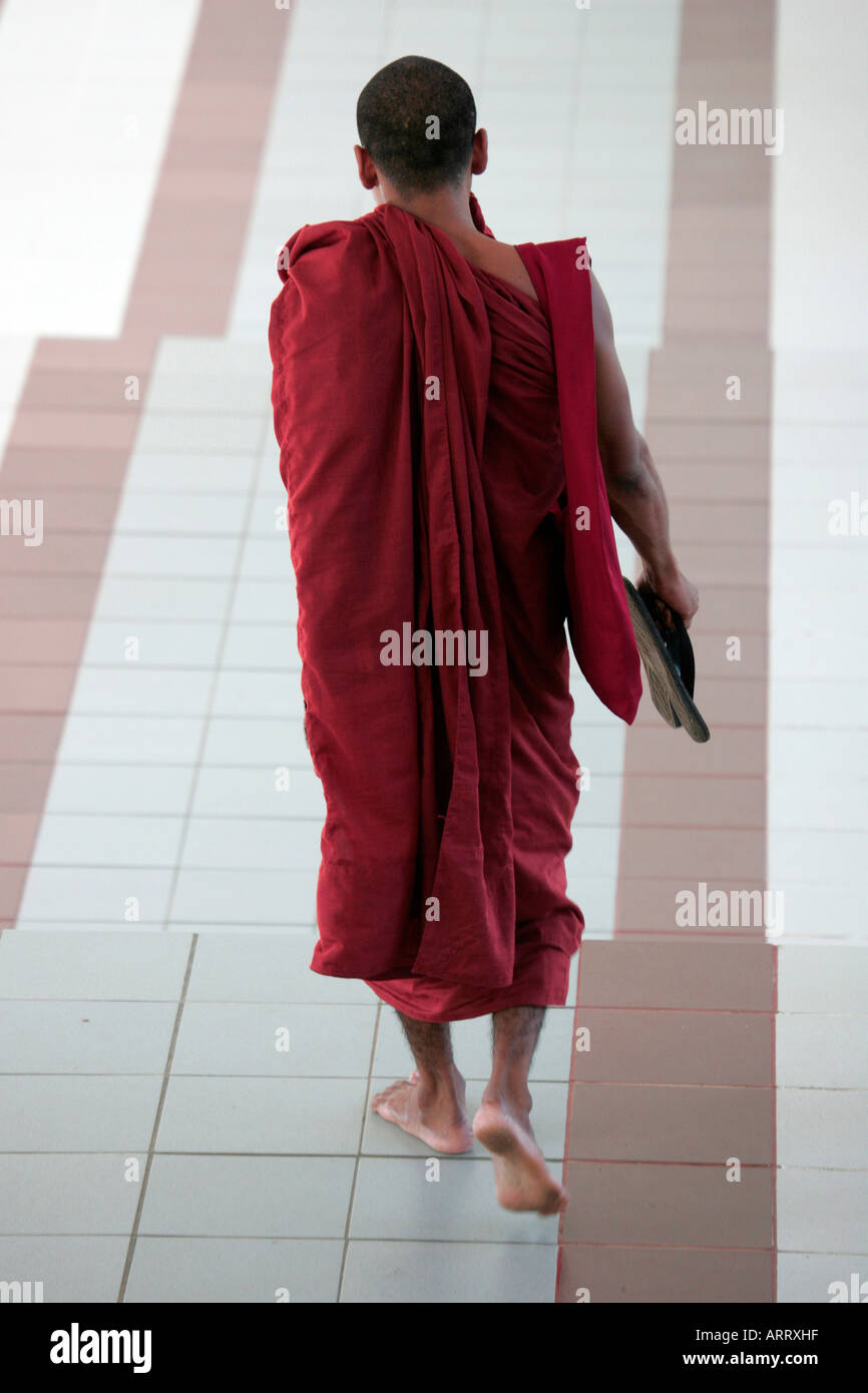 Buddhist monk at Shwemawdaw Pagoda, Bago, (Pegu), Burma, (Myanmar Stock ...