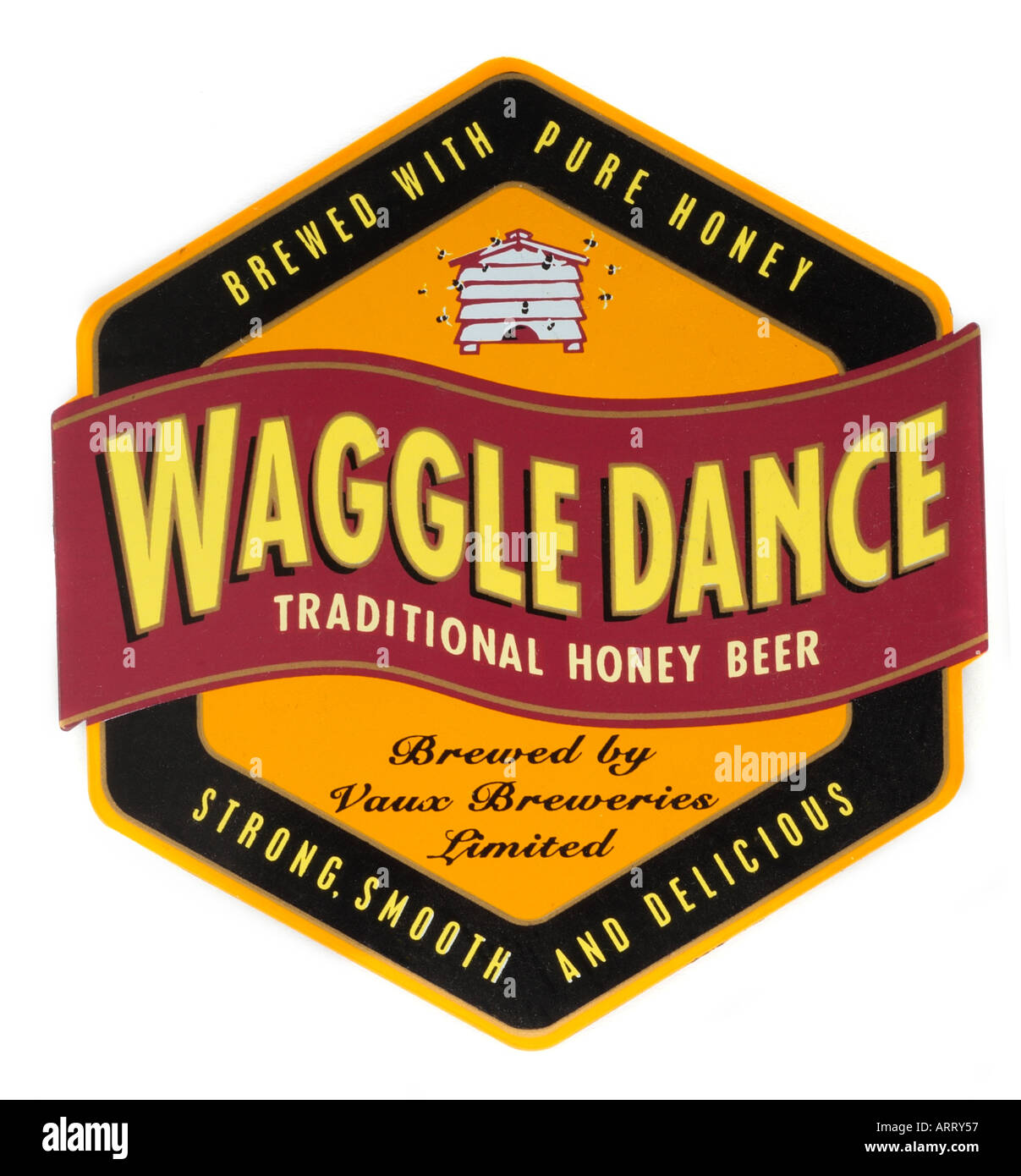 Beer pump label England UK United Kingdom GB Great Britain waggle dance ...
