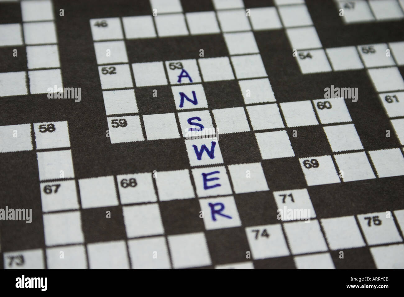 crossword puzzle with the words answer Stock Photo - Alamy