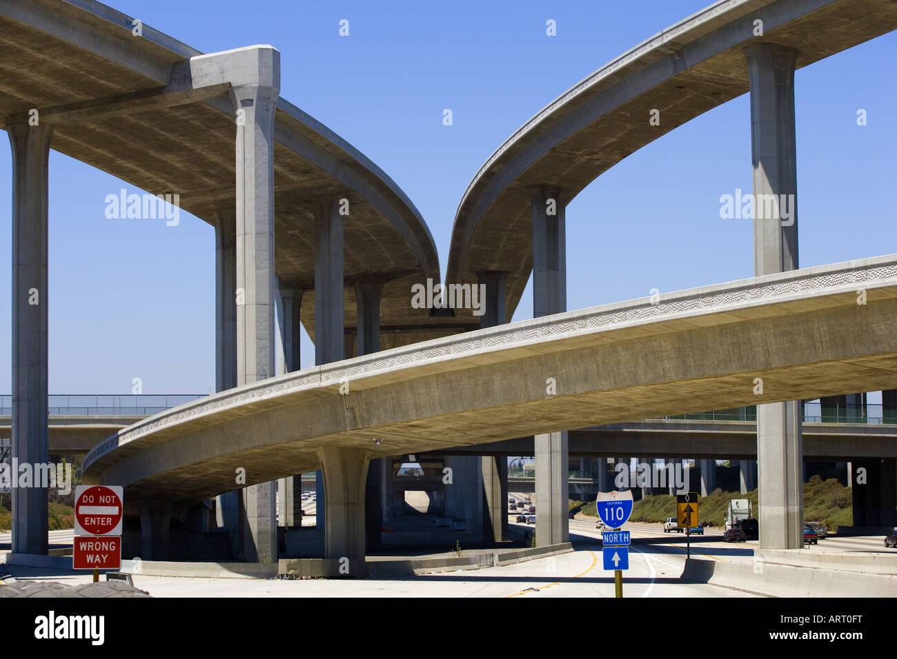 View of elevated freeway interchange Stock Photo - Alamy