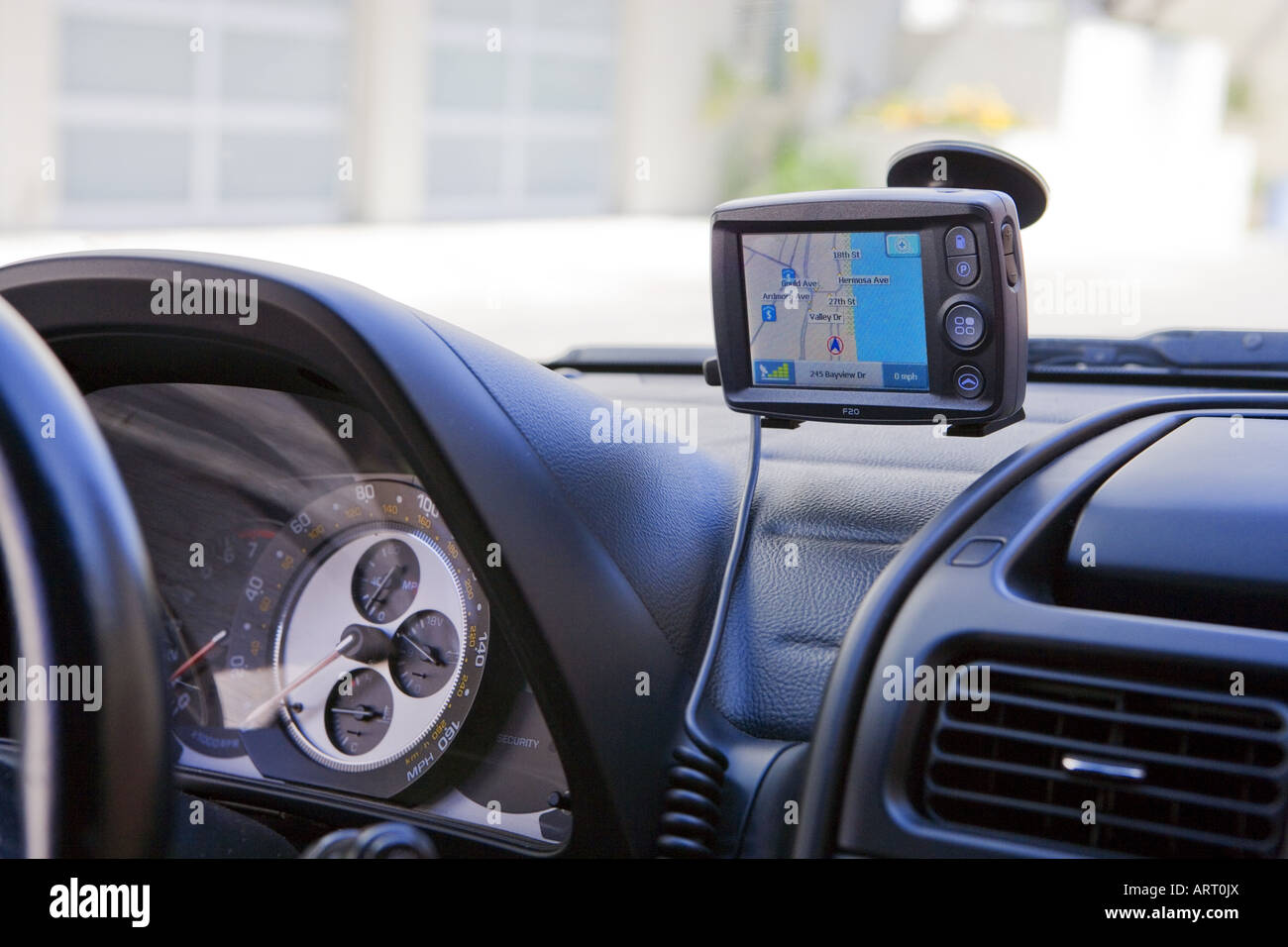 Dashboard of car equipped with navigation system Stock Photo - Alamy