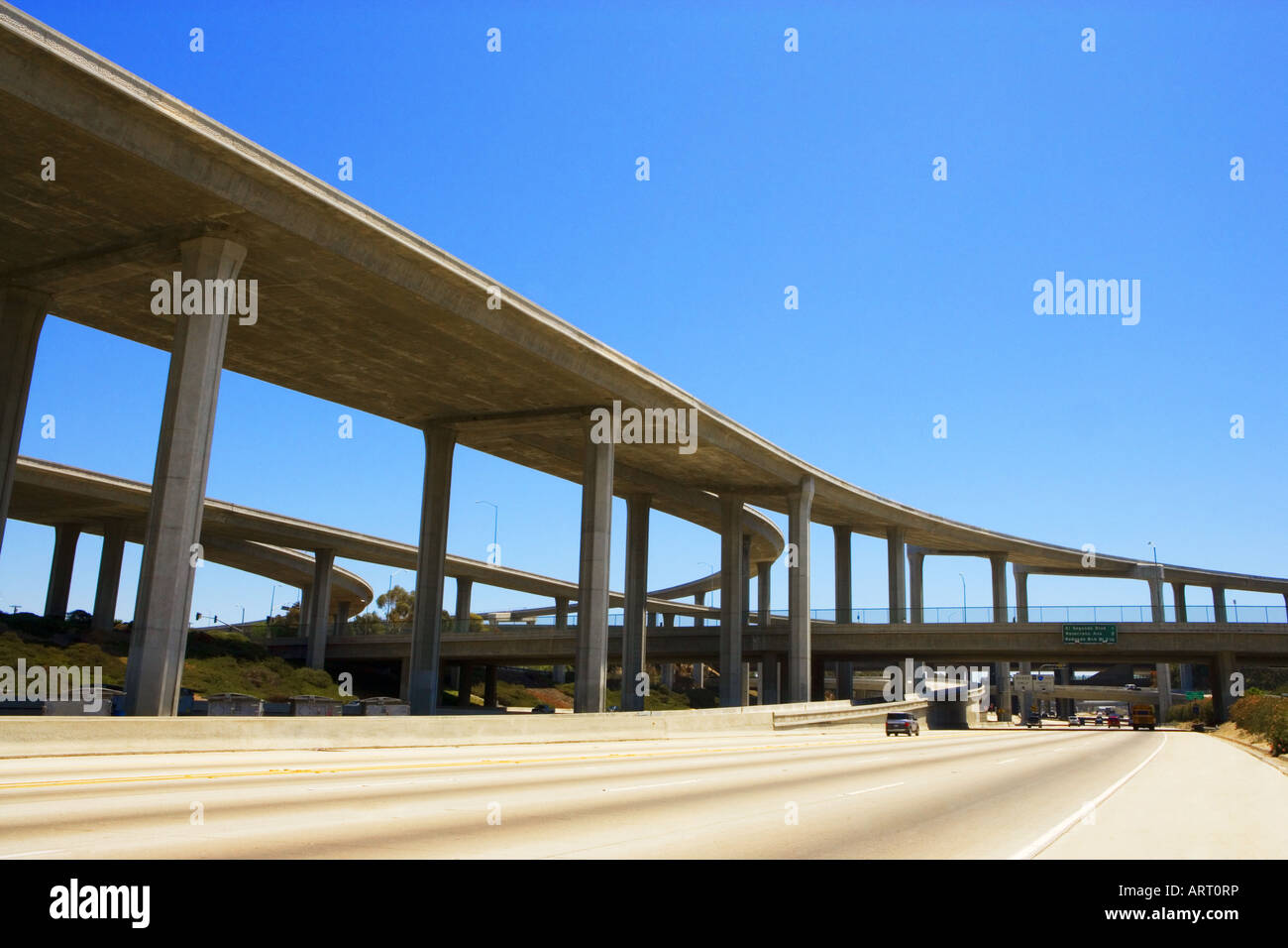 Low angle view of elevated freeway interchange Stock Photo - Alamy