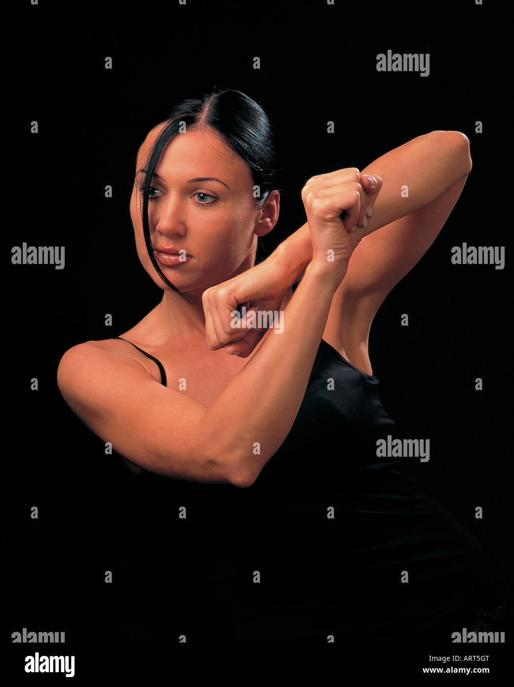Woman in self-defense position Stock Photo - Alamy