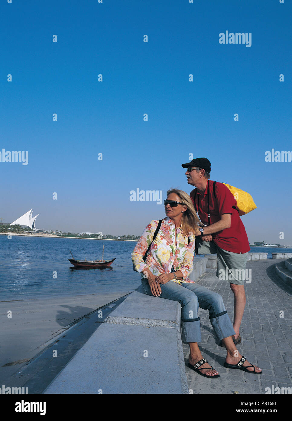 Western tourists at the creek in Dubai, United Arab Emirates Stock ...