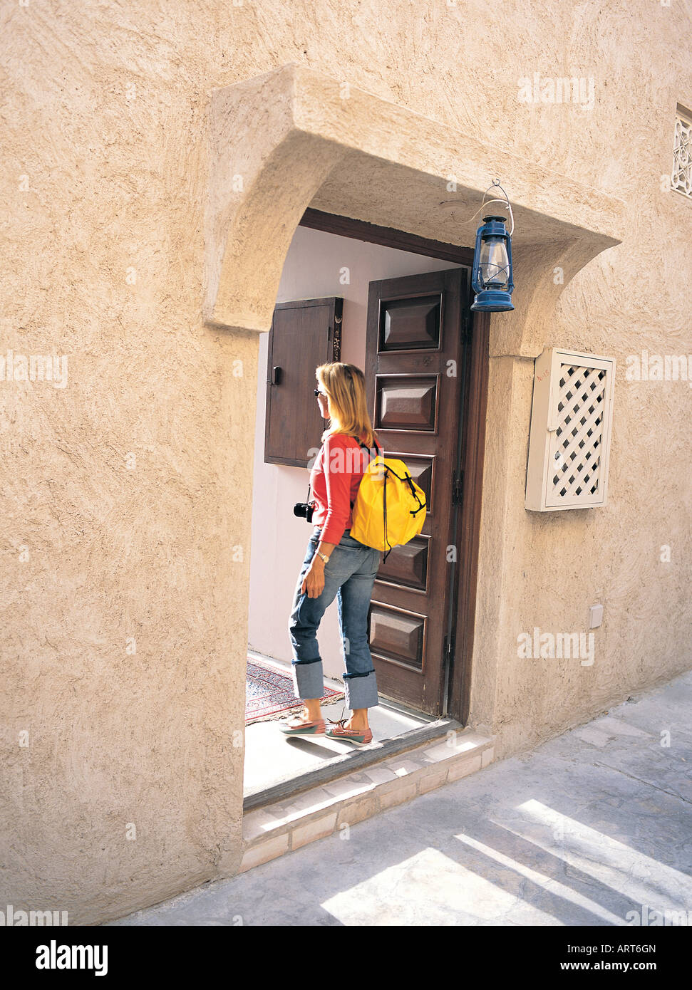 Western tourist at Dubai Museum, Dubai, United Arab Emirates Stock ...