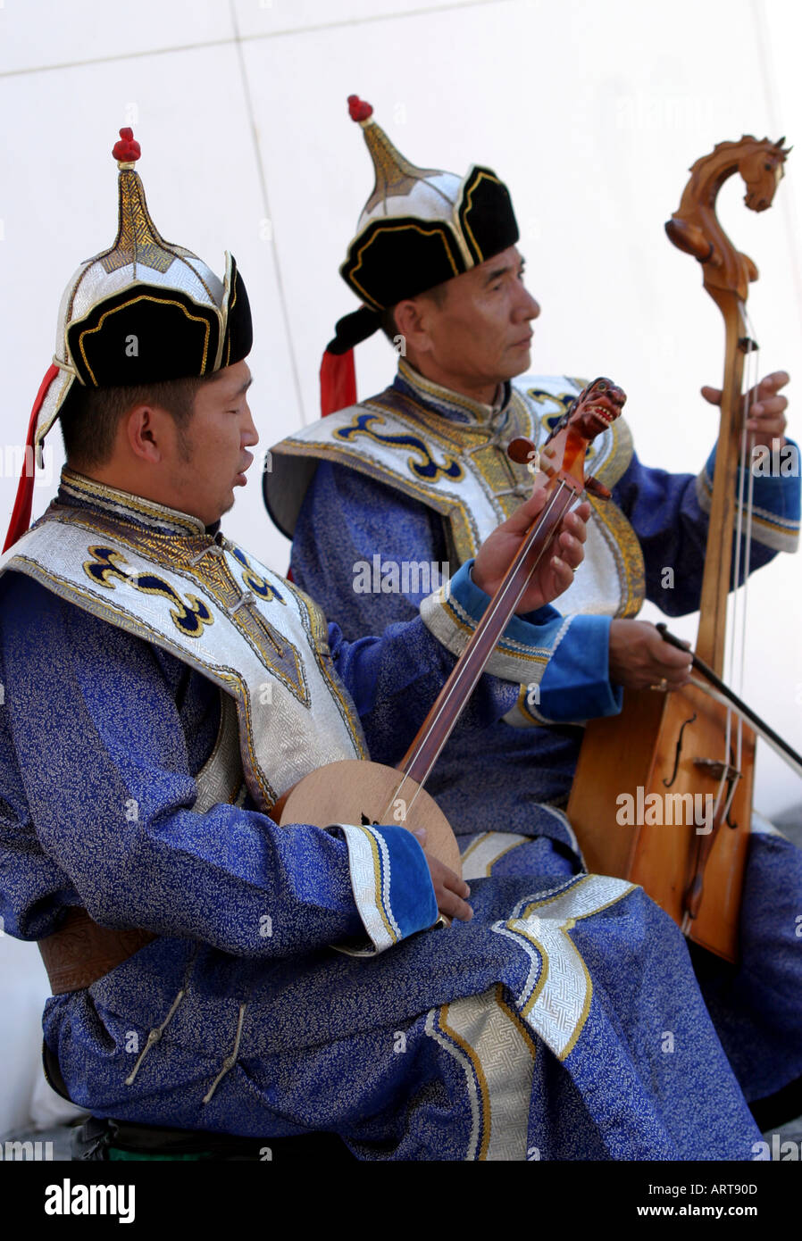 Mongolian folk song singer performing on the street of Paris. France ...