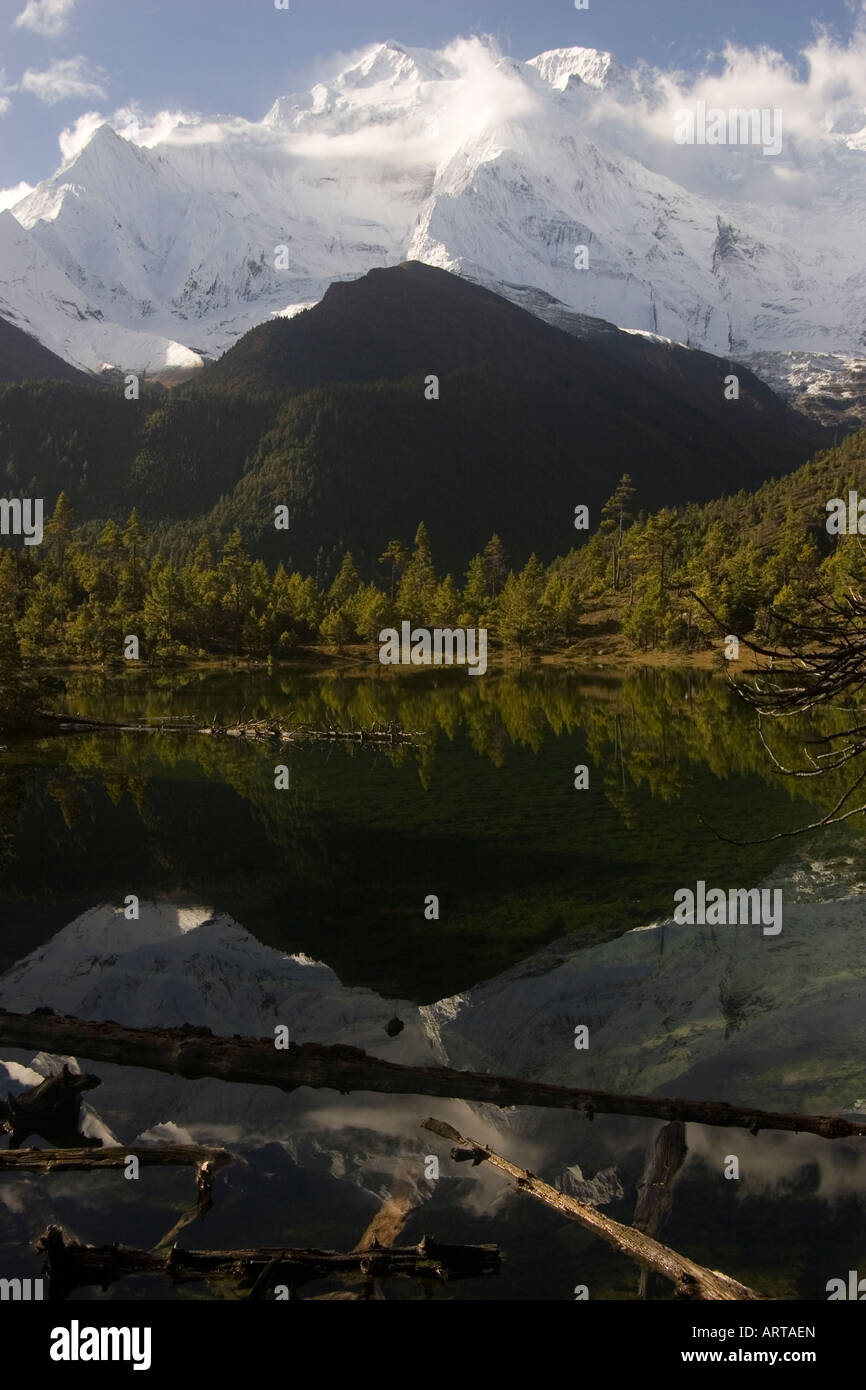 Reflection of Annapurna II in a lake near Pisang, Annapurna Circuit ...
