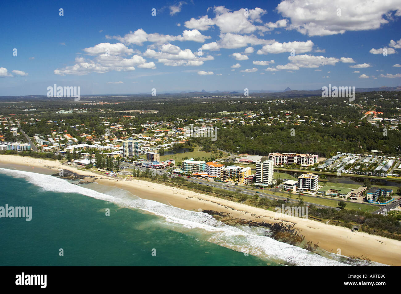 Beach at Alexandra Headland Sunshine Coast Queensland Australia aerial ...