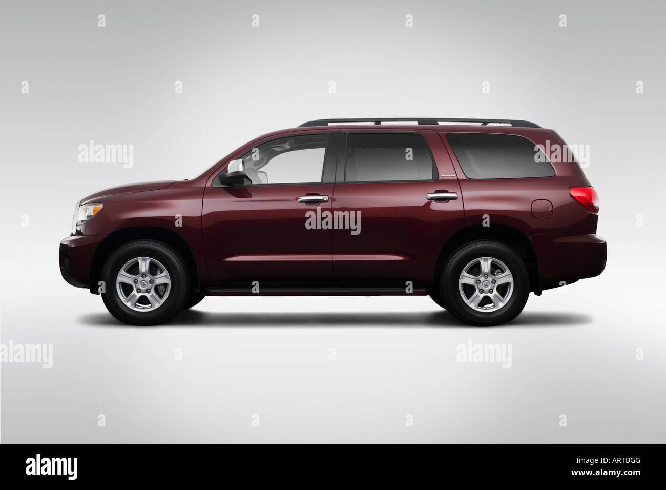 2008 Toyota Sequoia Limited in Red - Drivers Side Profile Stock Photo ...
