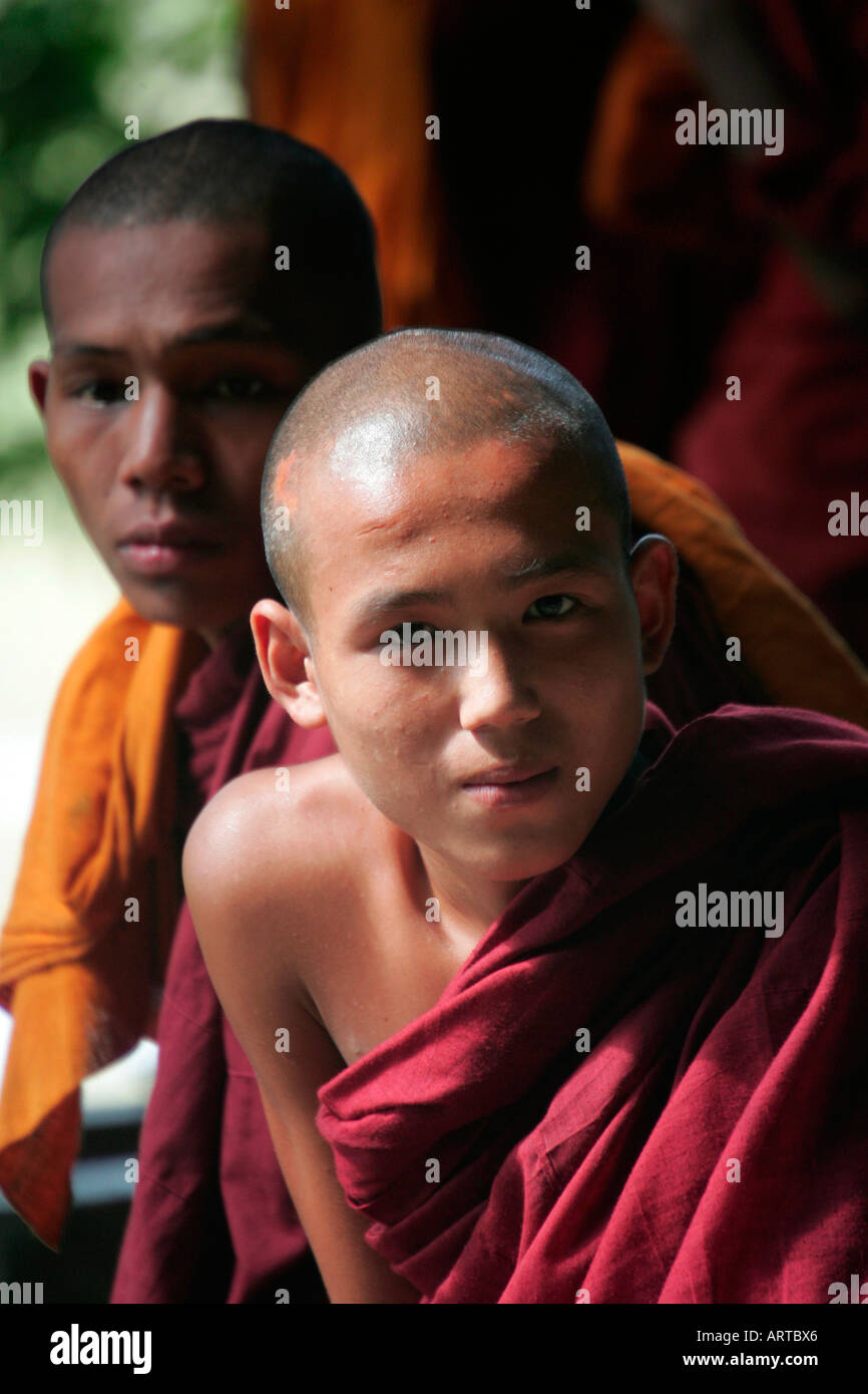 Buddhist monks at a hillside monastery near Moulmein, (Mawlamyaing ...