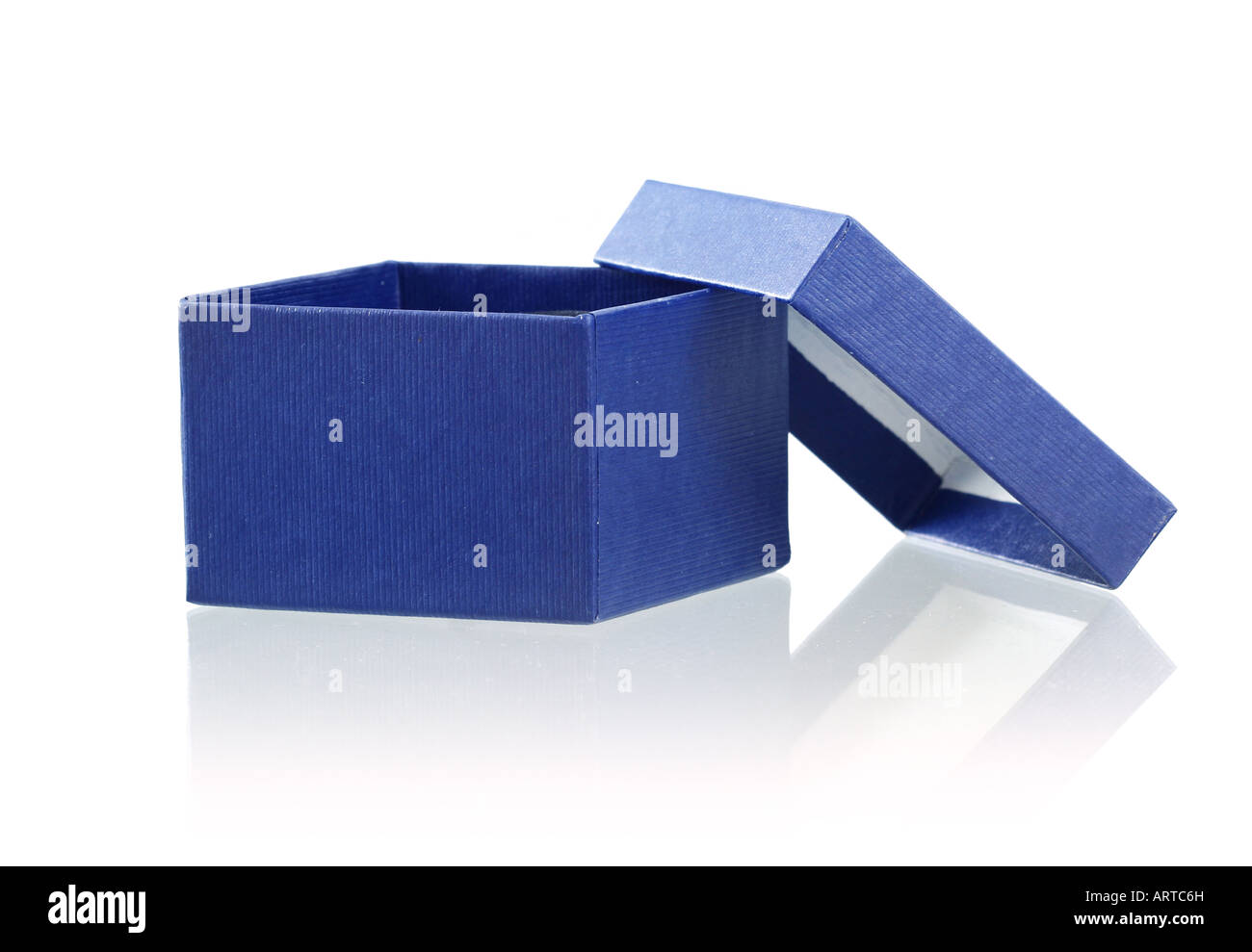 opened blue box on white background Stock Photo - Alamy