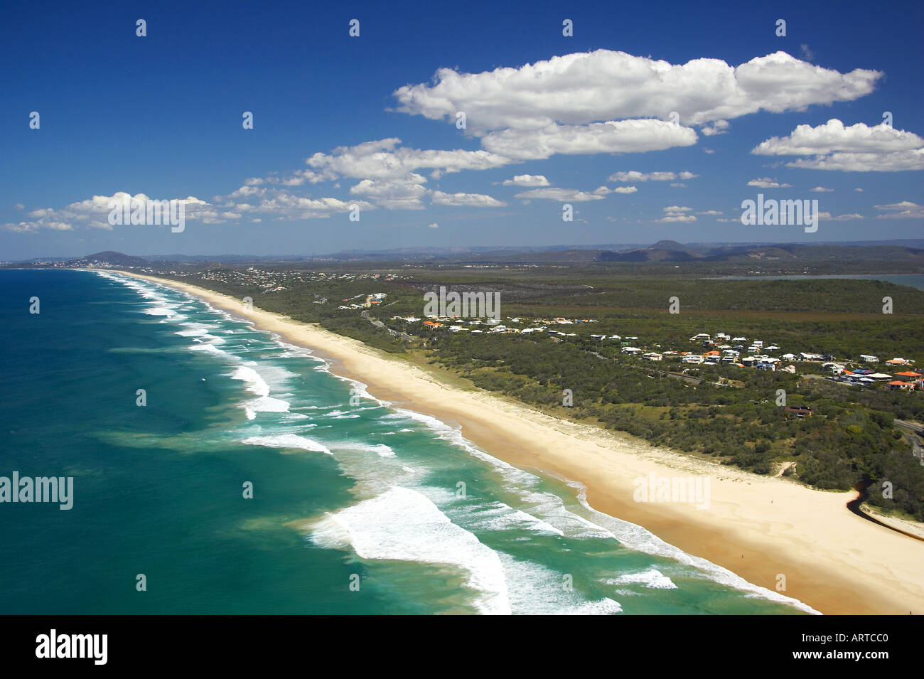 Castaways Beach Sunshine Coast Queensland Australia aerial Stock Photo ...