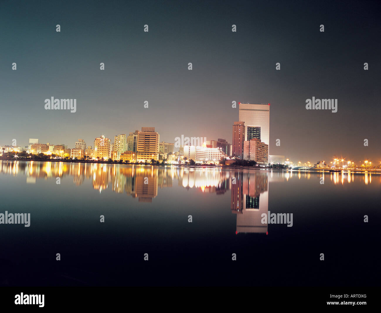 View of the lake and NCB Bank building in Jeddah, Saudi Arabia Stock ...