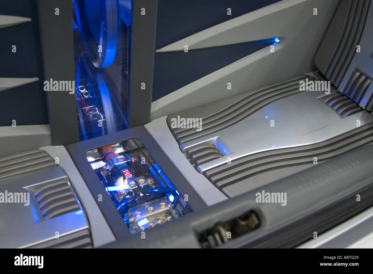power amplifier of car entertainment system Stock Photo - Alamy