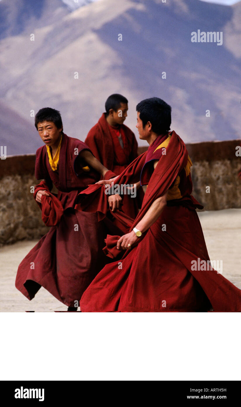 MONKS of the KAGYU SECT of TIBETAN BUDDHISM practice their ceremonial ...