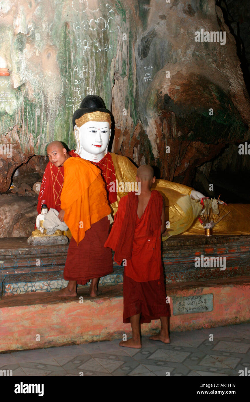 Hillside Cave & Monastery near Moulmein, Lower Burma, (Myanmar Stock ...