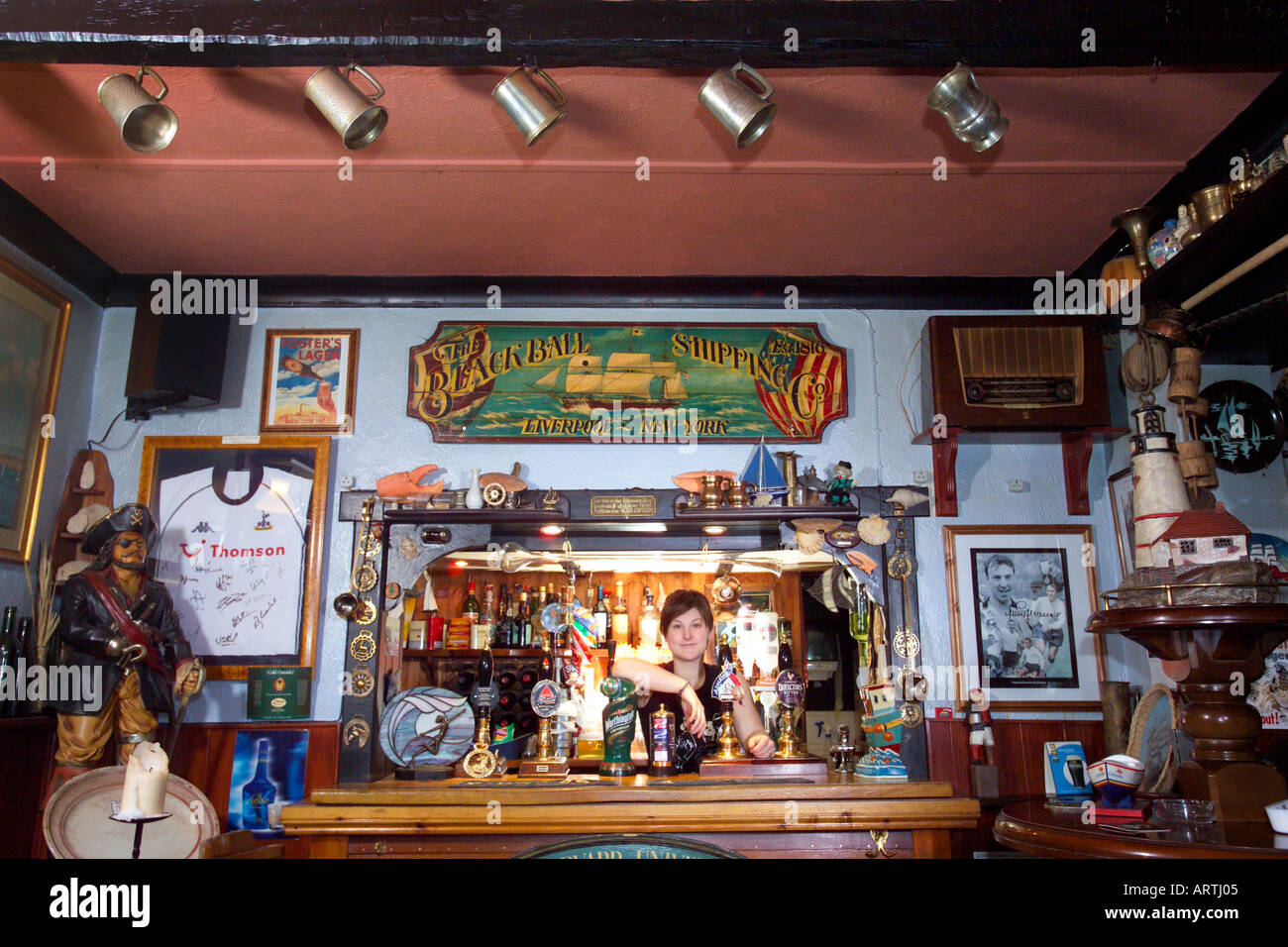 Traditional village pub barmaid, UK, Europe Stock Photo - Alamy