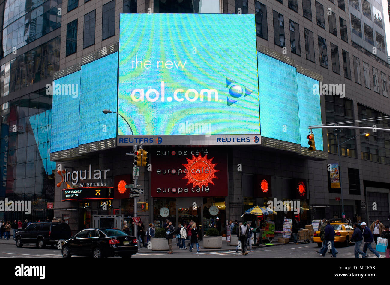 AOL advertising in Times Square on the Reuters Building Stock Photo - Alamy