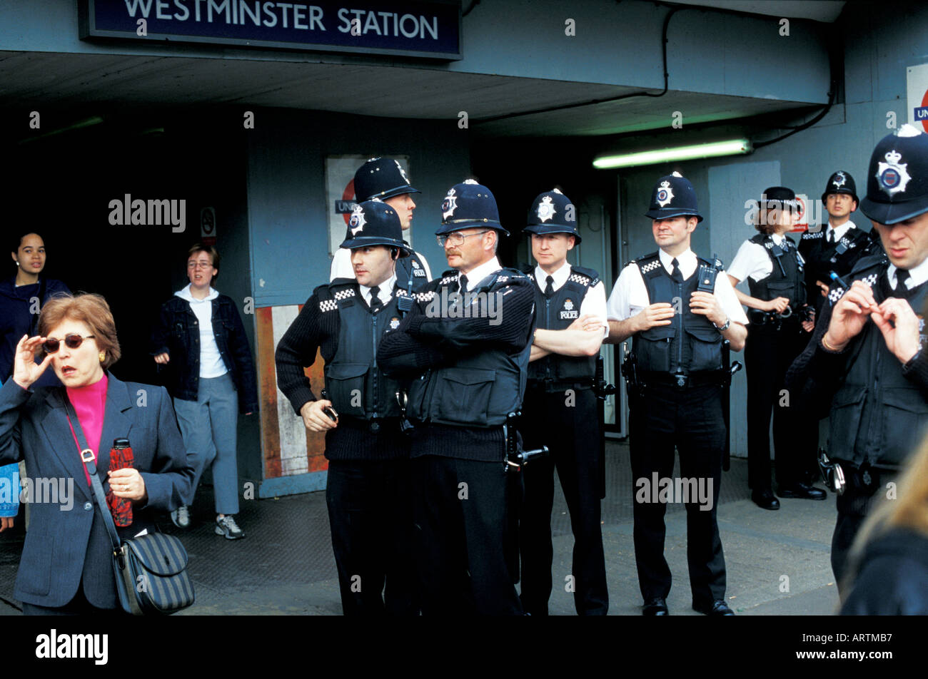 London Metropolitan Police Westminster Station May Day 2001 Stock Photo ...