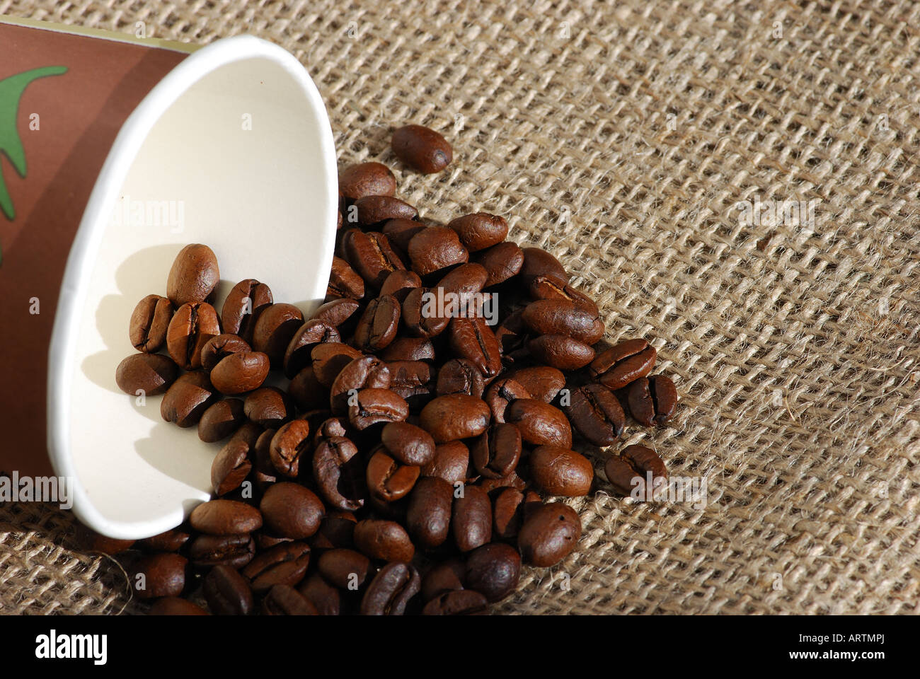 Coffee beans and paper cup Stock Photo - Alamy
