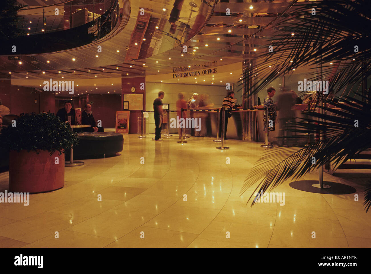 passengers at the information office of the cruise ship Costa Victoria ...