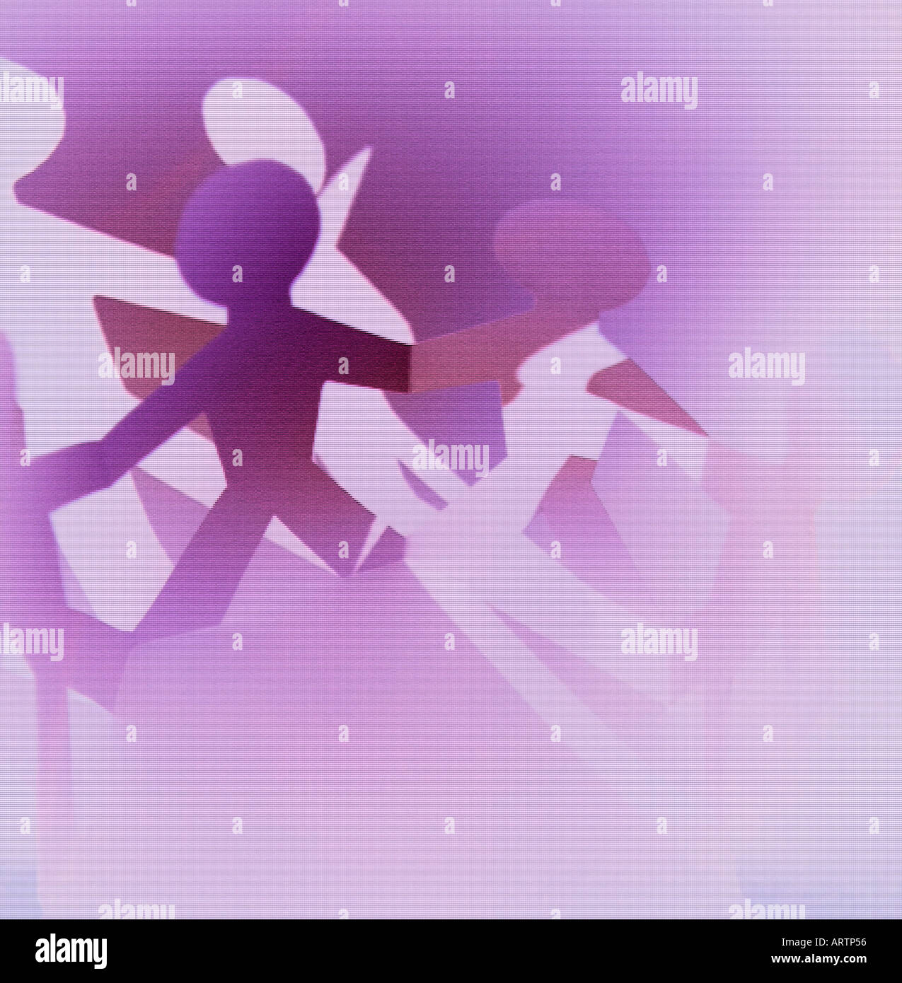 Paper chain men with mood lighting and modern toning effect Stock Photo ...