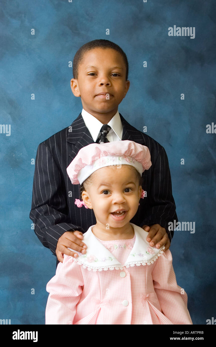 Brother and Sister taking a portrait Stock Photo - Alamy