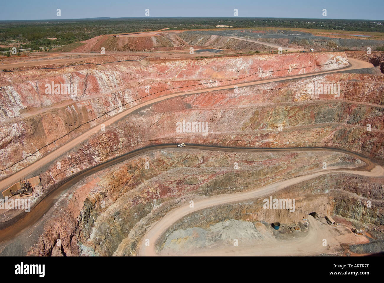 large open cut copper mine at cobar with car for sizing Stock Photo - Alamy