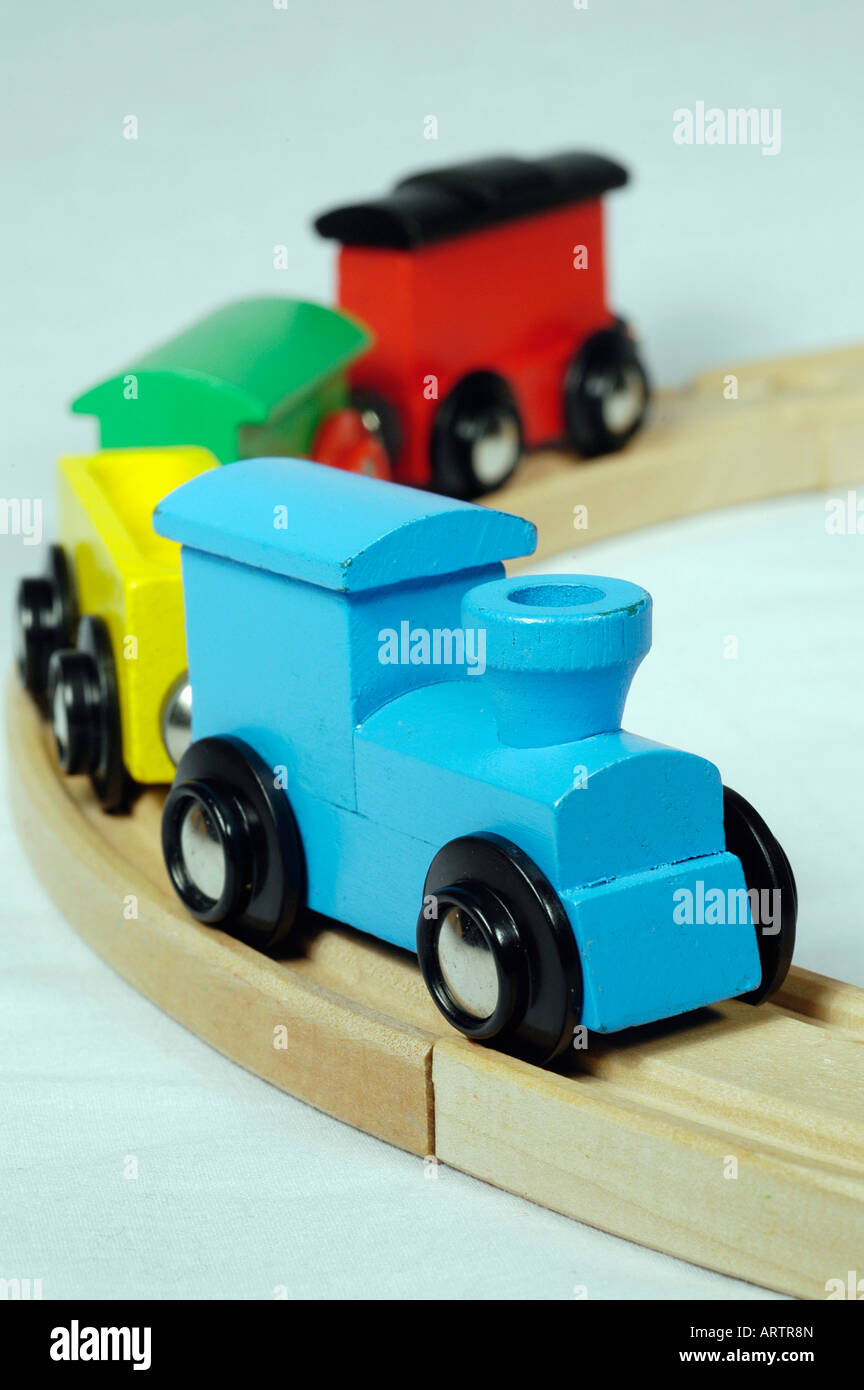 Wooden toy train Stock Photo - Alamy