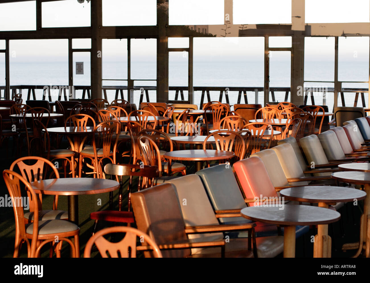 Empty tea rooms in evening sunlight Stock Photo - Alamy