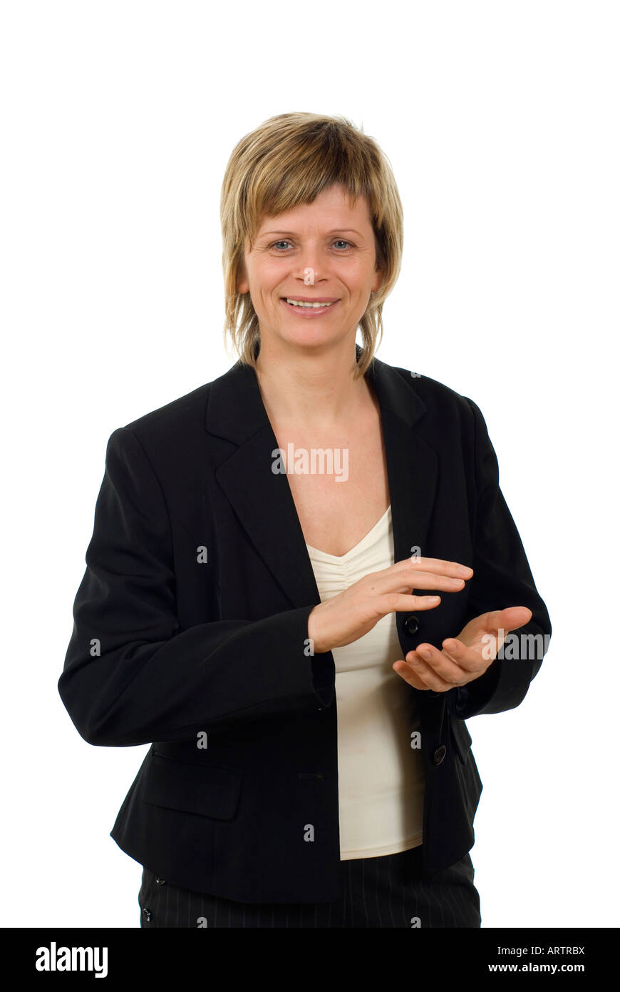Business woman clapping Studio Shoot on white background Stock Photo ...