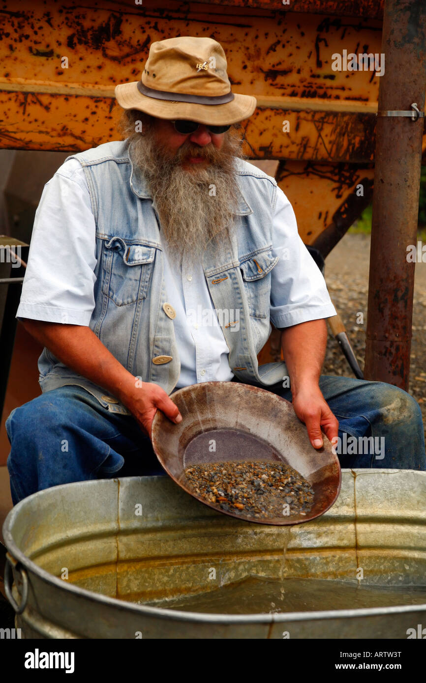 Dexter Clarke miner demonstrates his panning techniques at Eldorado ...