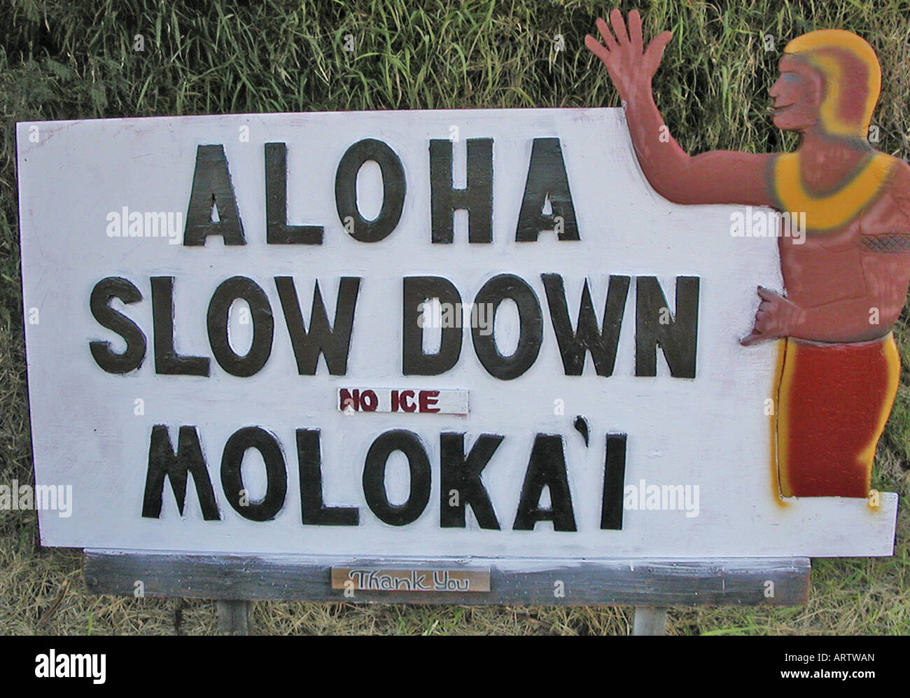 Molokai's welcome sign Stock Photo - Alamy