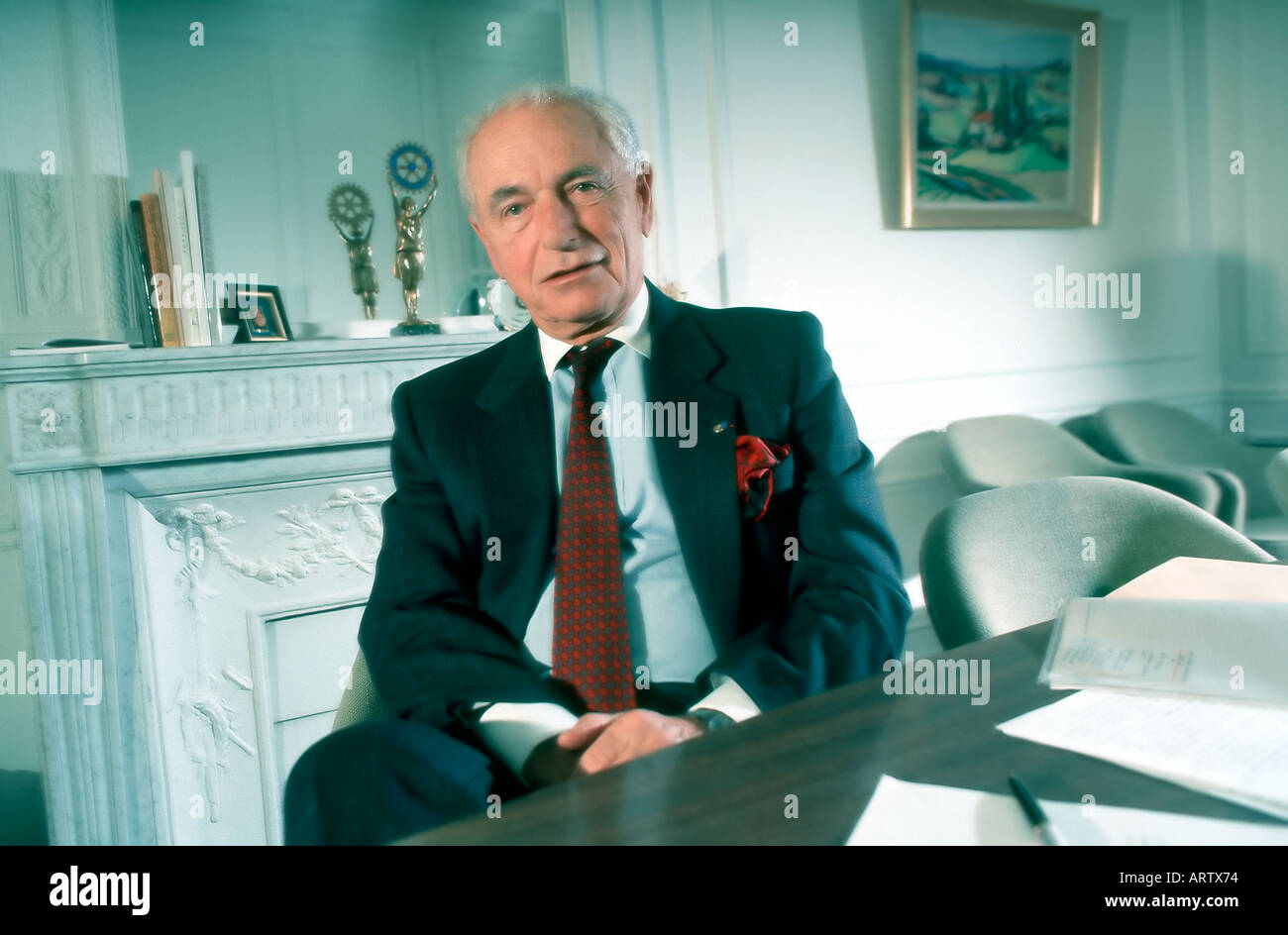 portrait old man, Businessman french old man in Office "Rotary Club ...