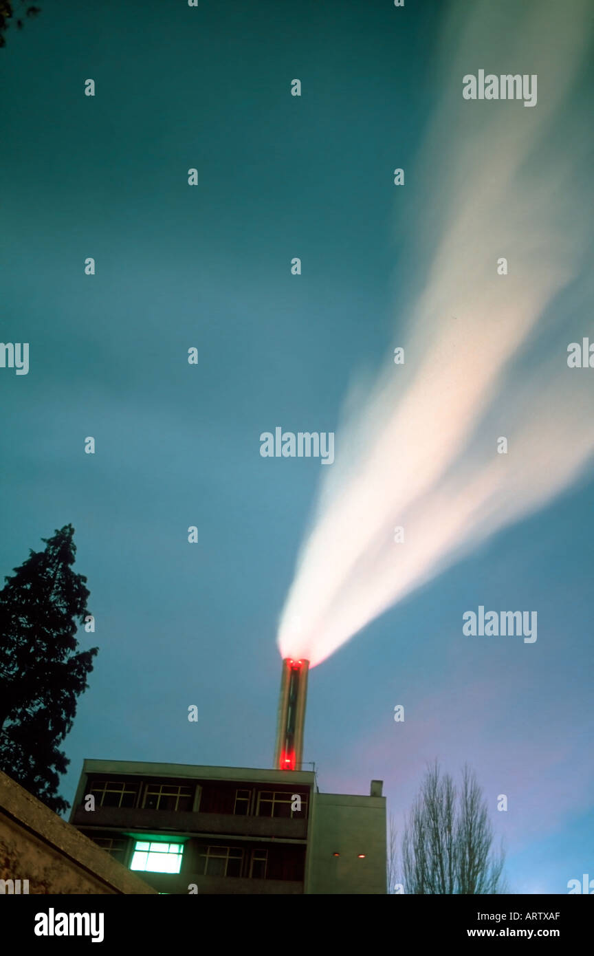 Air Pollution France Sky Smoke from Garbage Incinerator, At Dusk Power ...