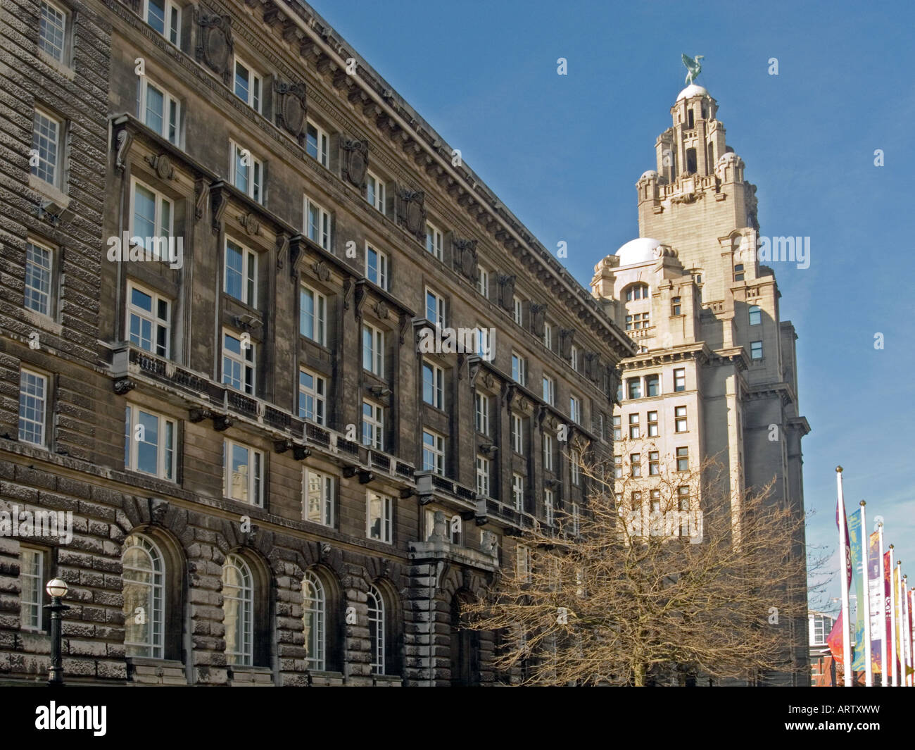 The Cunard Building and The Royal Liver Building, Liverpool Stock Photo ...