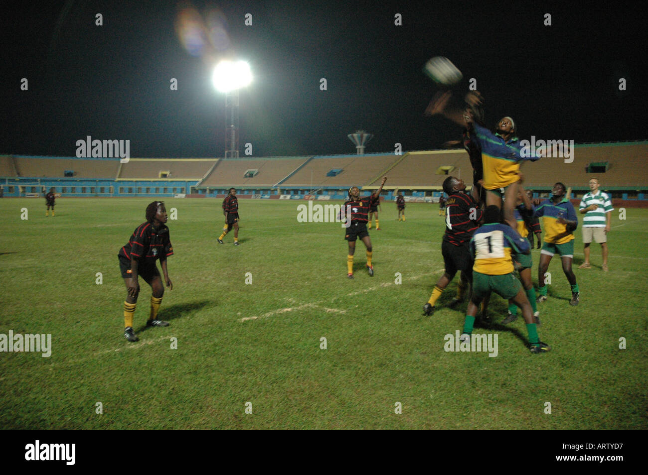 Line out during a womens rugby game in Kigali Rwanda Africa Stock Photo ...