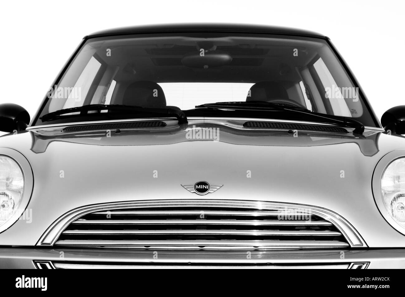 Mini Cooper Grey black/white picture detail close wide angle shote ...
