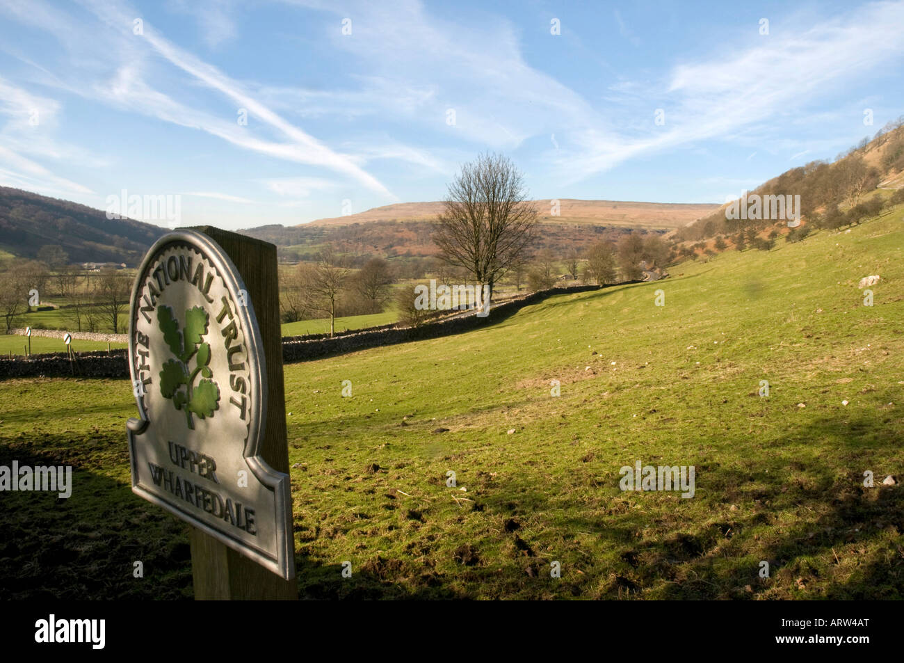 national trust signage, Buckden, Upper Wharfedale, Yorkshire Dales ...
