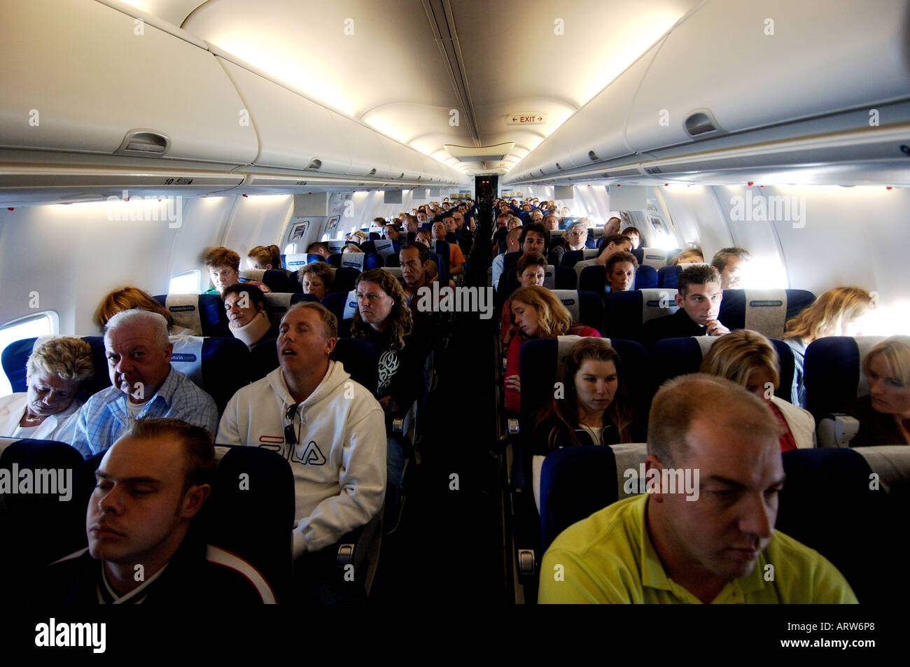 In the plane flying to the island Crete Stock Photo - Alamy