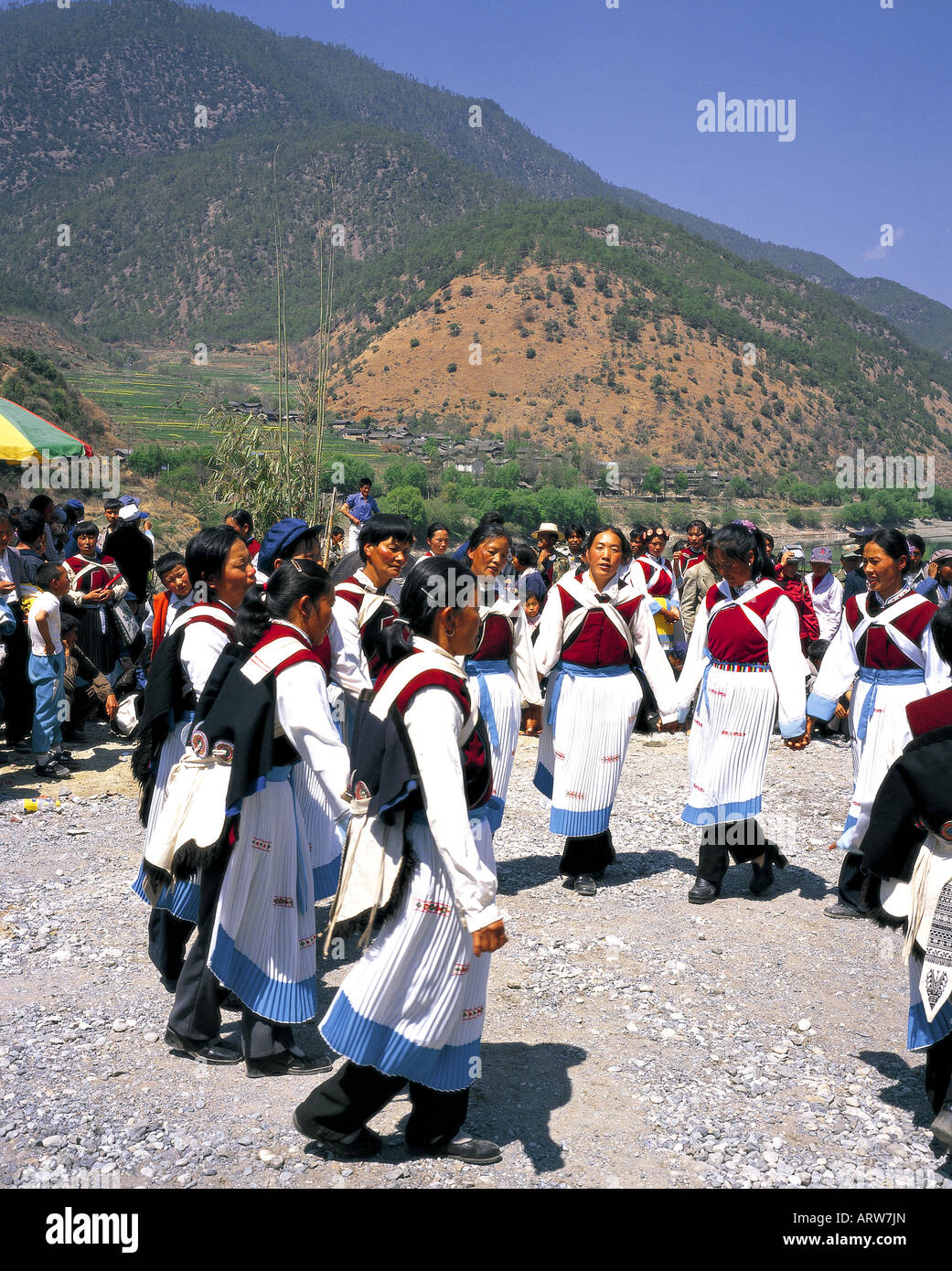 Festival dancing by Naxi minority people inYunnan, China Stock Photo ...
