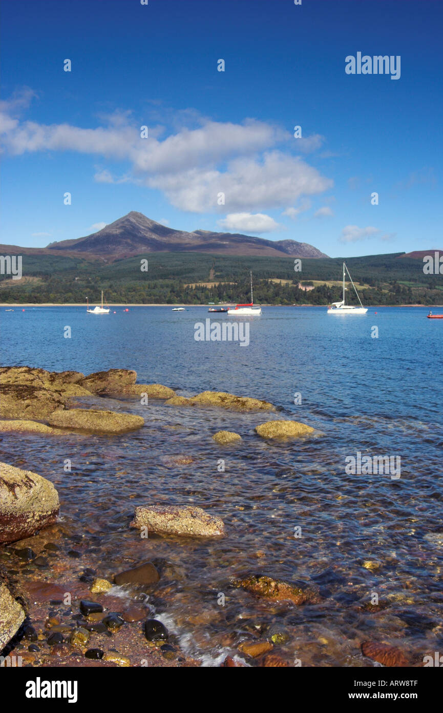 vertical landscape photo of Brodick Bay in Isle of Arran with Goatfell ...