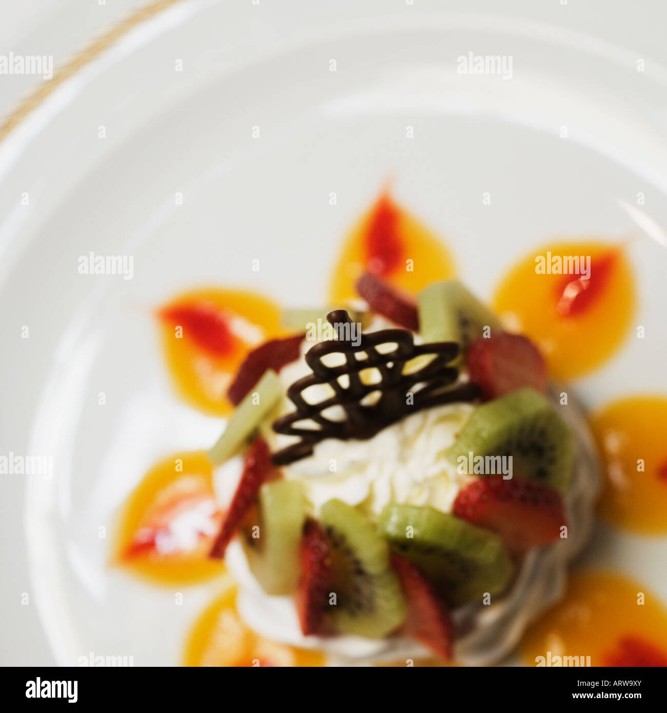 Close-up of a decorated dessert in a plate Stock Photo - Alamy