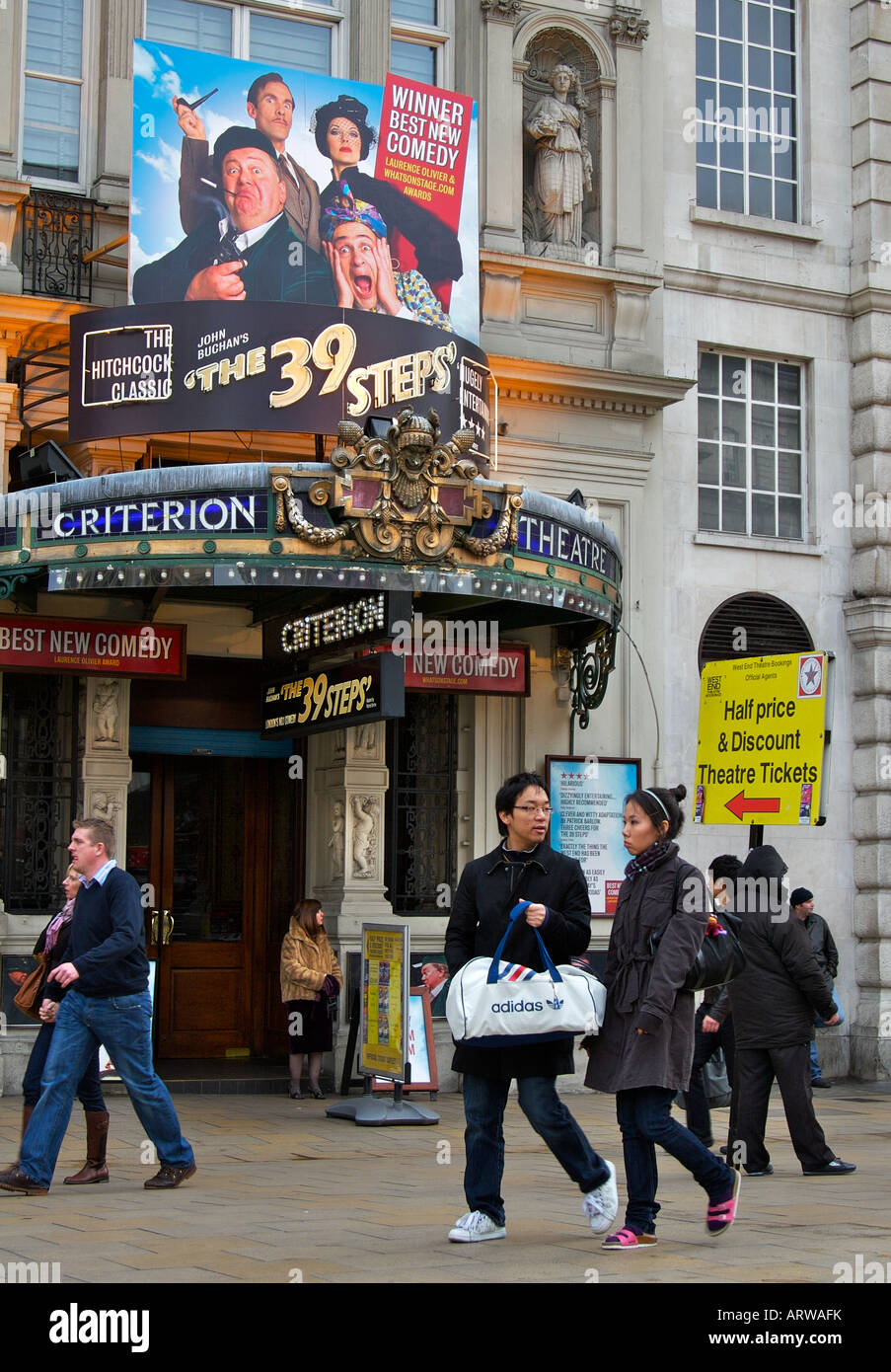 Ticket tout outside Criterion Theatre Piccadilly Circus Stock Photo - Alamy