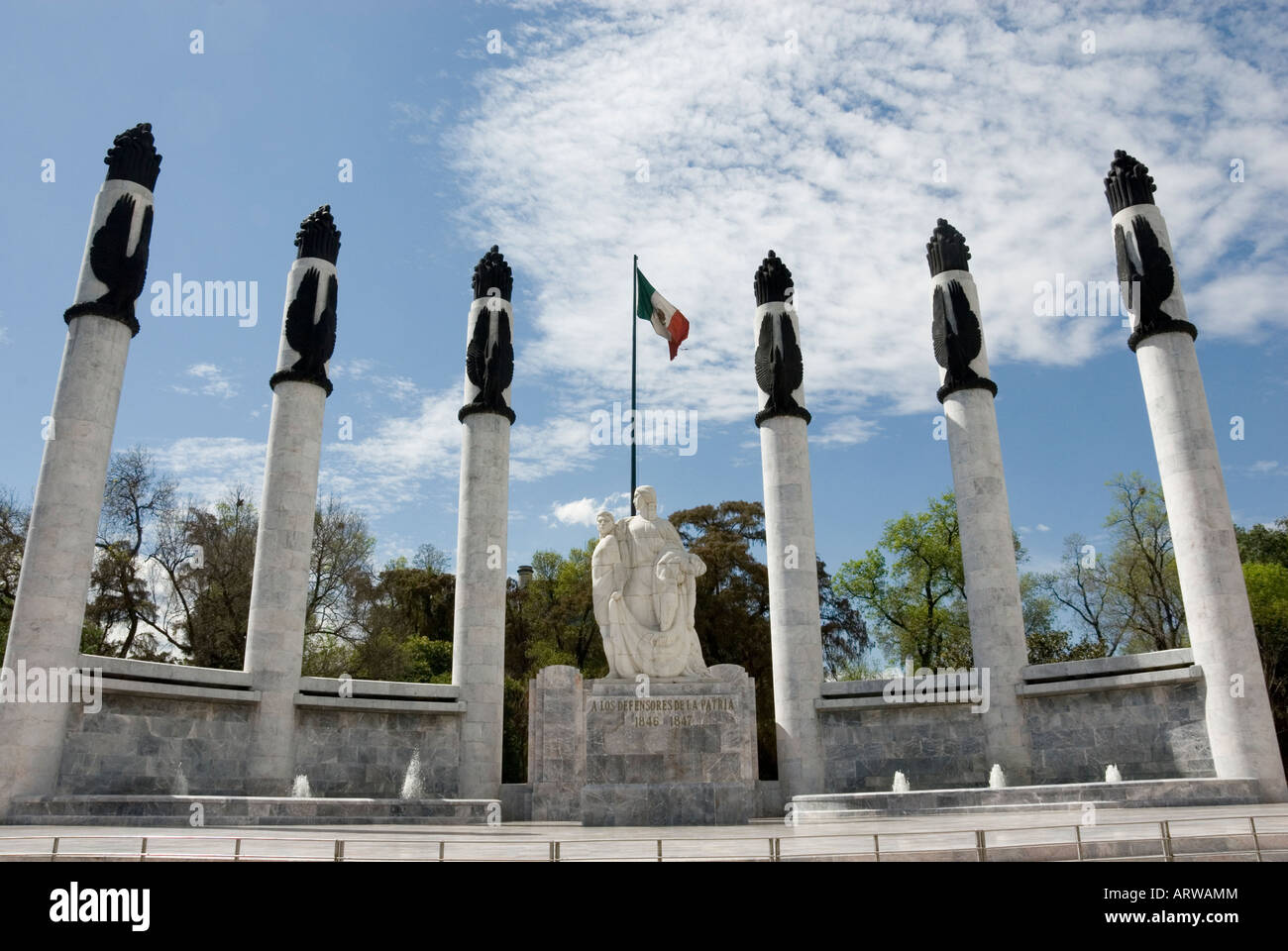 Six White Pillars of the Chapultepec Park Monument to the Child War ...