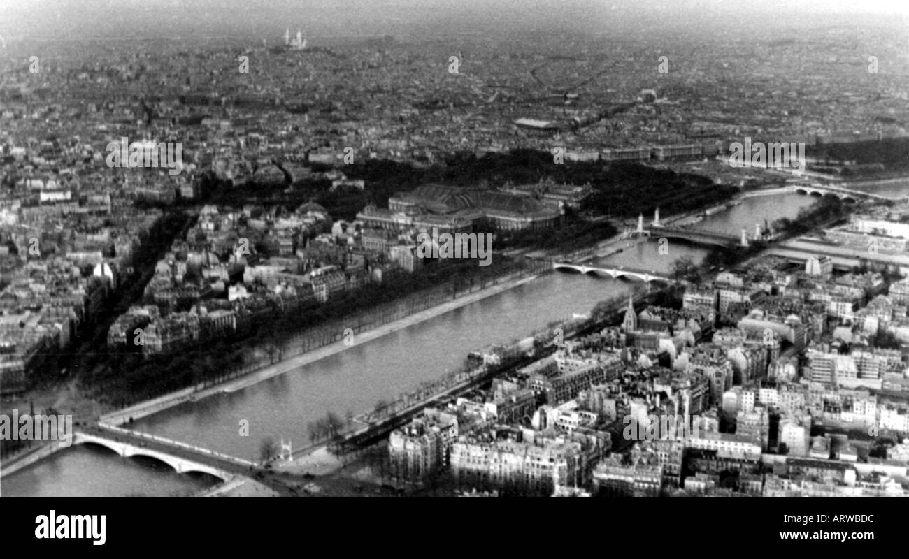 View from the Eiffel tower Paris 1952 Stock Photo - Alamy